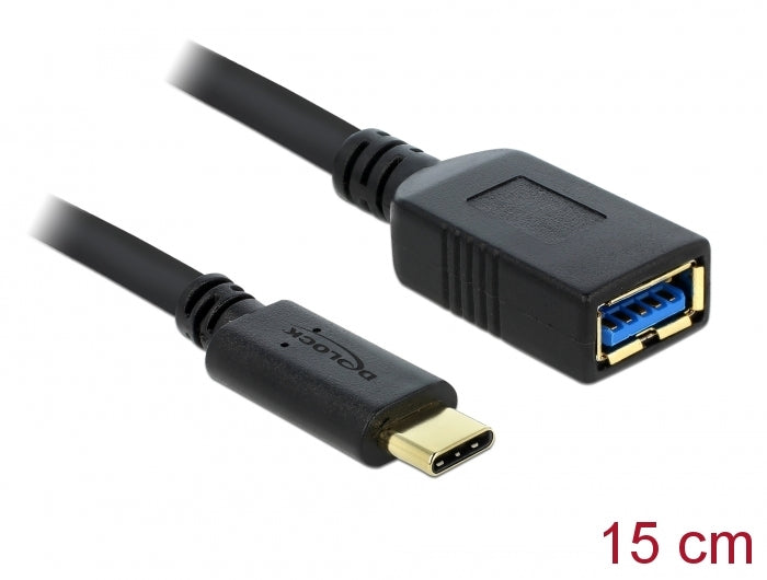 Delock 65634 | SuperSpeed USB Type-C™ male > USB Type A female 15cm ...